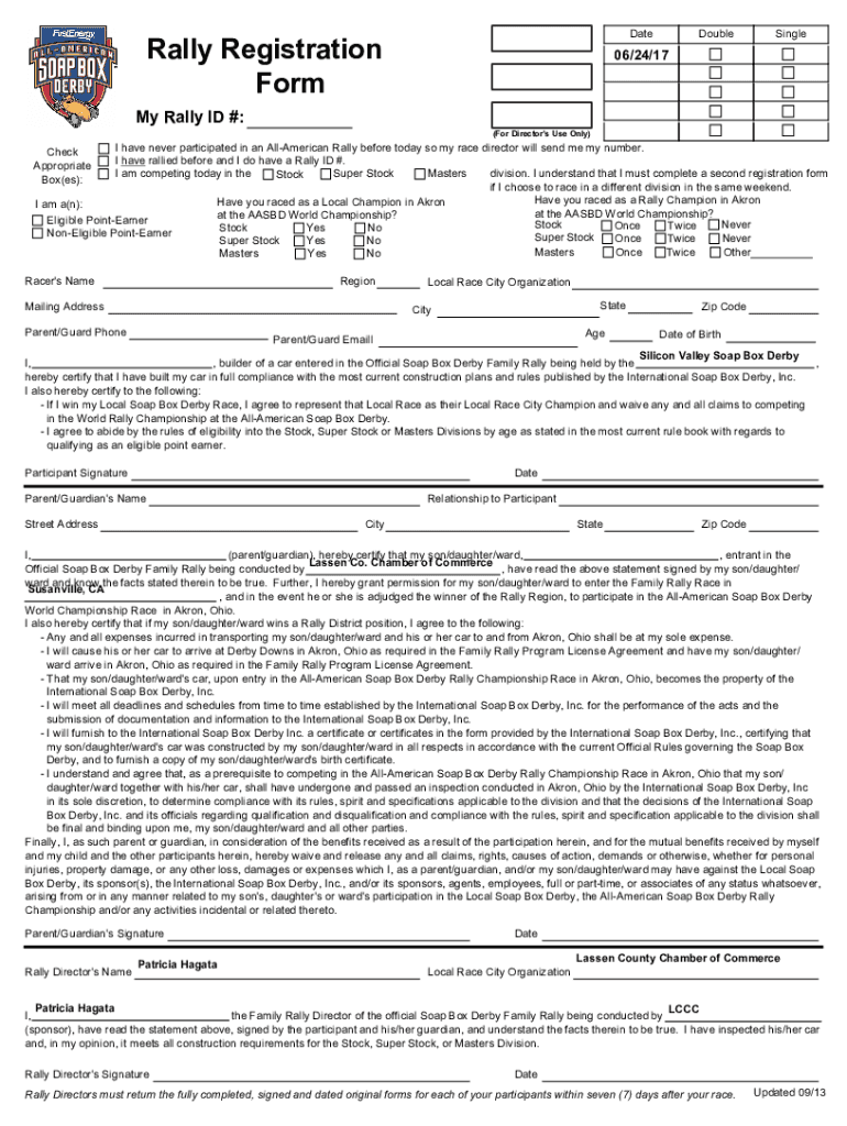 Fillable Online Rally Registration Fax Email Print - pdfFiller