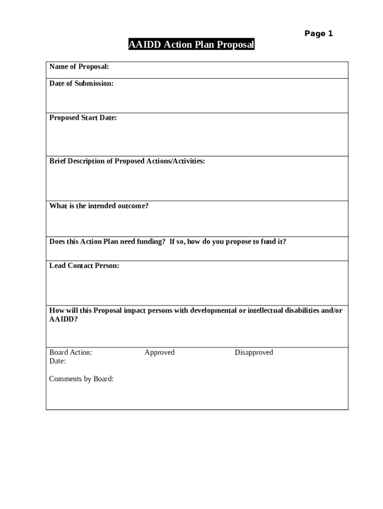 ACTION PLAN PROPOSALS Doc Template | pdfFiller