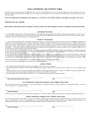 Fillable Online IEEE COPYRIGHT AND CONSENT FORM IEEE COPYRIGHT ... Fax ...
