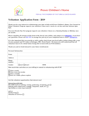 Fillable Online PCH volunteer form Fax Email Print - pdfFiller