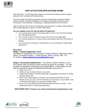 Fillable Online POP UP SUTTON APPLICATION FORM Fax Email Print - pdfFiller