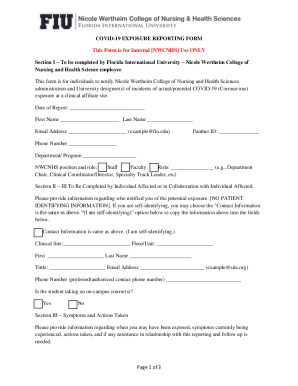 Fillable Online cnhs fiu COVID-19 EXPOSURE REPORTING FORM Fax Email ...