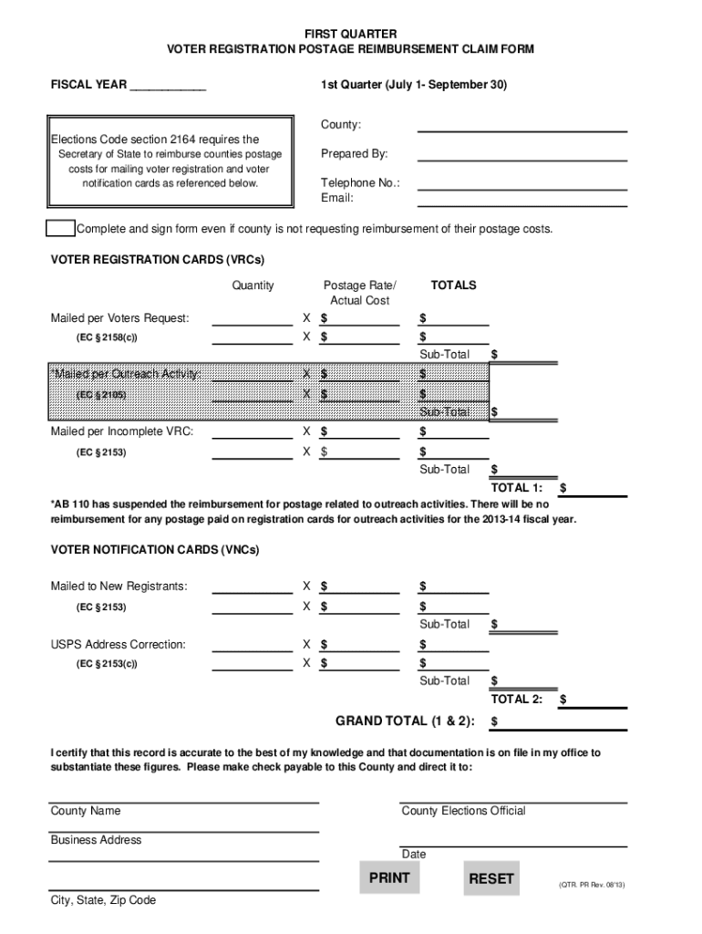 Fillable Online Postage Reimbursement and Replenishment Claims ...