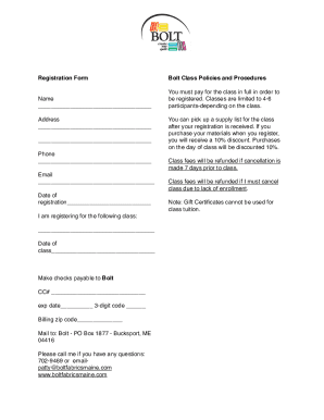 Fillable Online bolt-class-registration-form Fax Email Print - pdfFiller