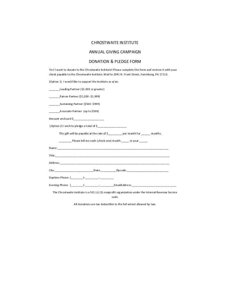 Fillable Online Donation Form - Free Church Forms Fax Email Print ...
