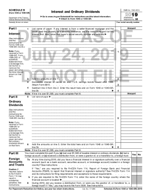 Fillable Online 2019 Schedule B (Form 1040 or 1040-SR). Interest and ...