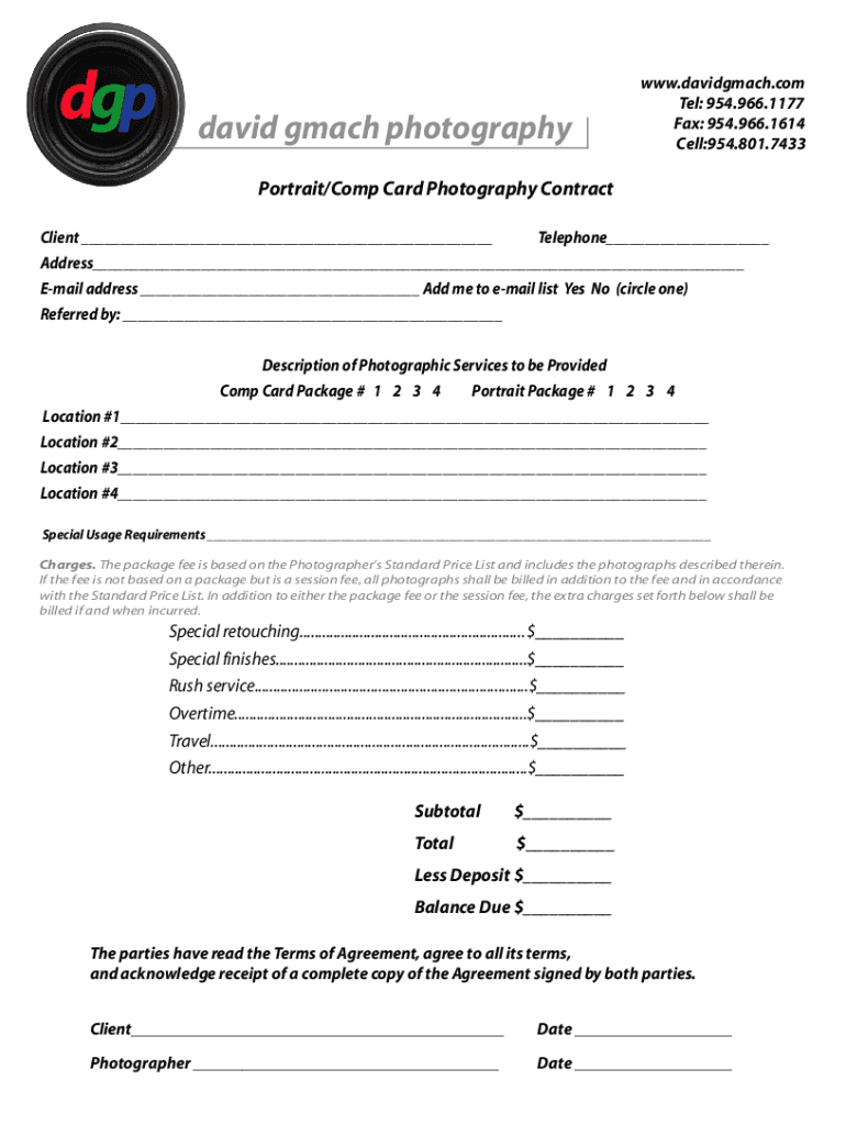Fillable Online FREE 10+ Sample Photography Contract Forms in PDF MS Word Fax Email Print ...