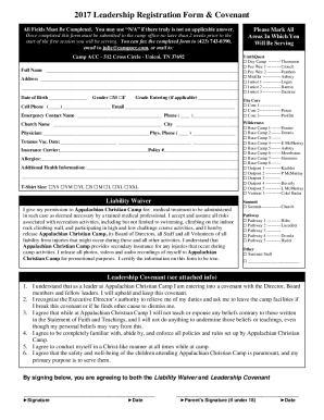 Fillable Online 2017 Leadership Registration Form.doc Fax Email Print ...