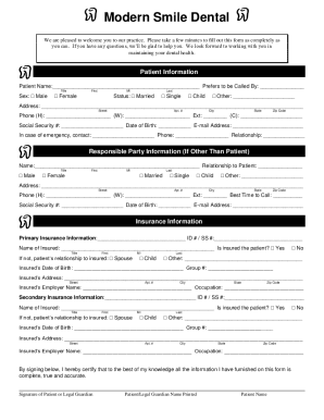 Fillable Online Modern Smile Dental Fax Email Print - pdfFiller