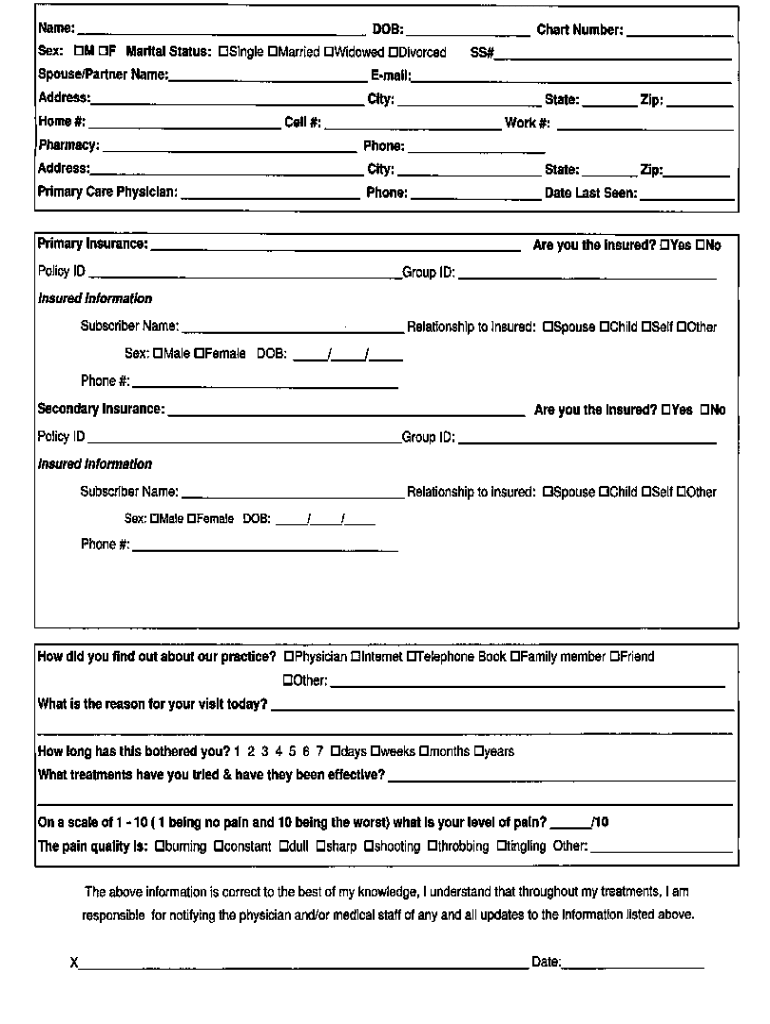 Fillable Online Name: DOB: Chart Number:-----SS# Fax Email Print ...