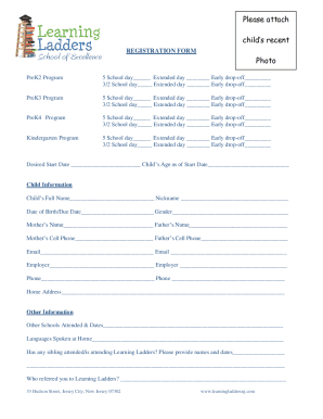 Fillable Online Child Registration Forms - Bright from the Start Fax ...