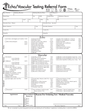 Fillable Online Echo/Vascular Testing Referral Form Fax Email Print ...