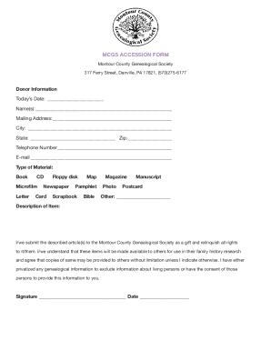 Fillable Online MCGS ACCESSION FORM Fax Email Print - pdfFiller