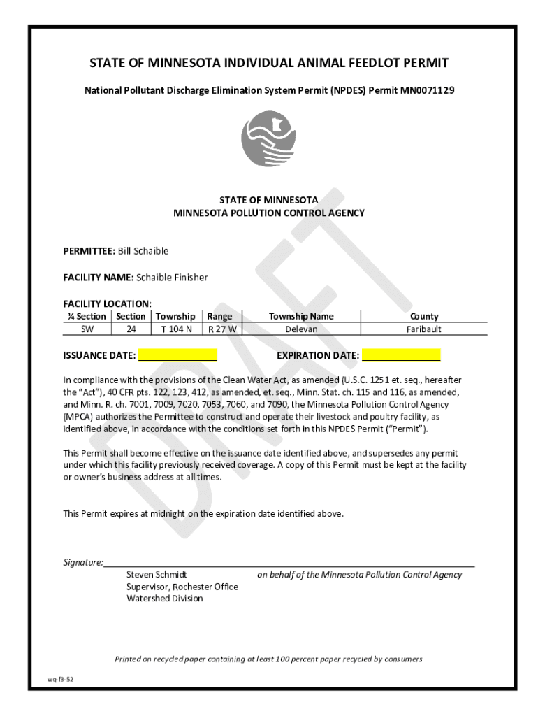Fillable Online Draft NPDES and SDS Permit to Minnestota Power - pca.state.mn.us Fax Email Print ...