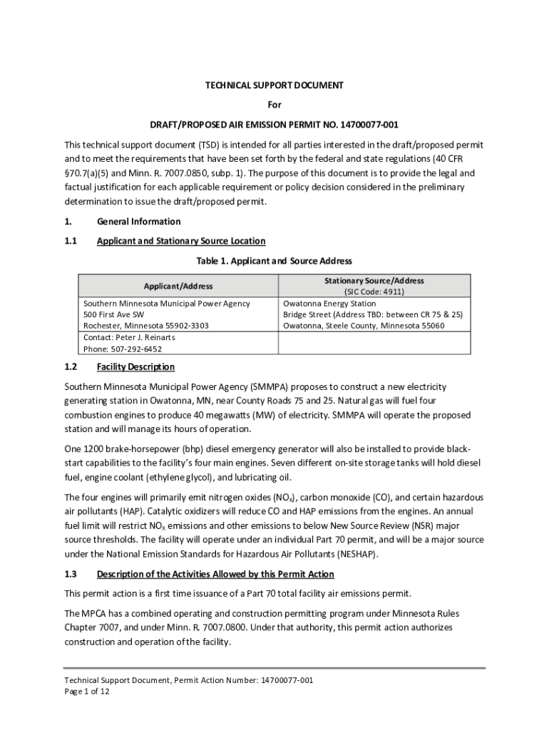Fillable Online Intent to Issue Air Emission Permit to Southern ...