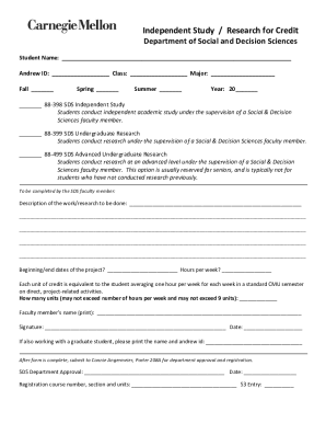Fillable Online Individual Learning Agreement / Independent Study Form ...