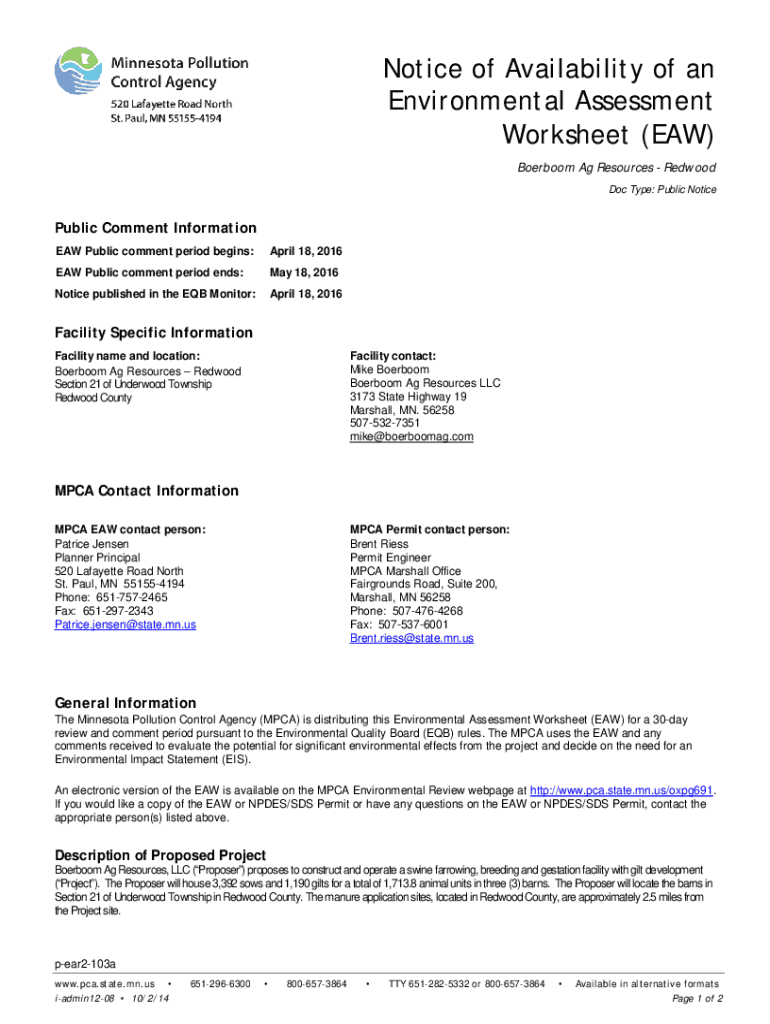 Fillable Online Page 1 of 13 Full Environmental Assessment Form Part 1 ...