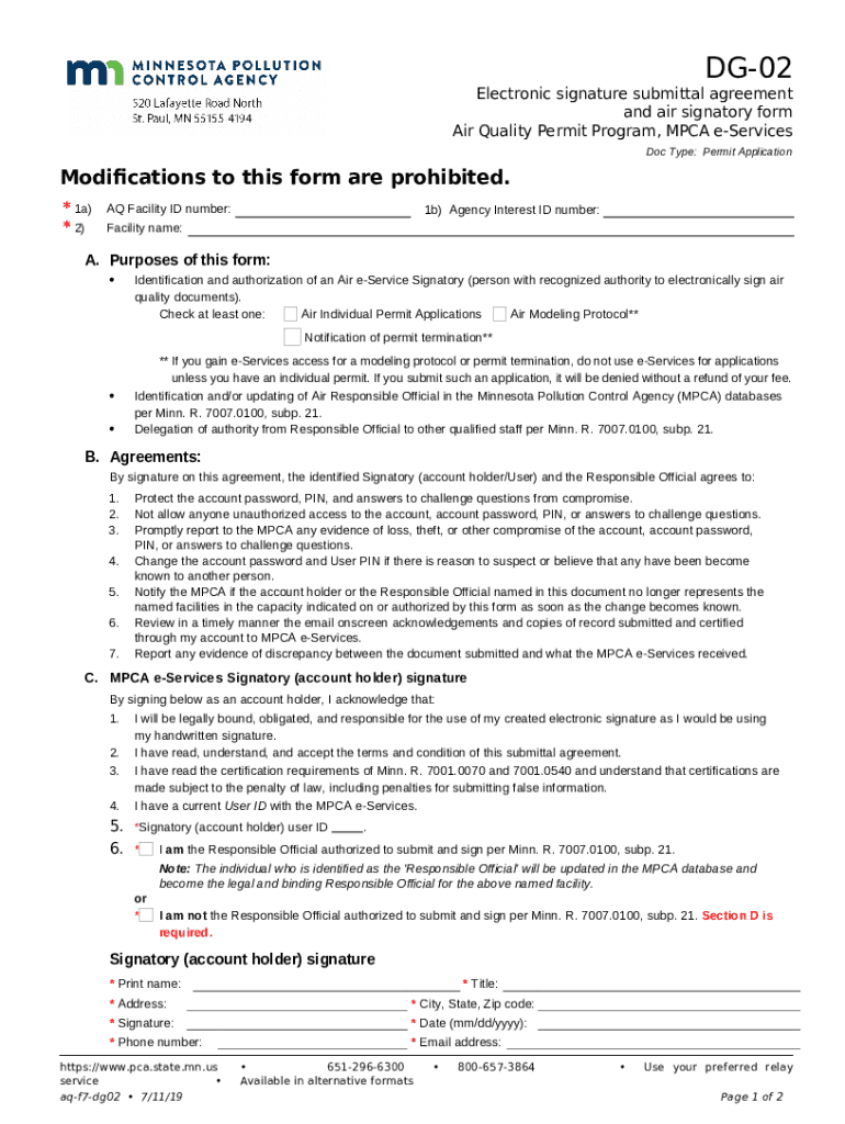 DG-02 Electronic signature submittal agreement and air signatory Air ...