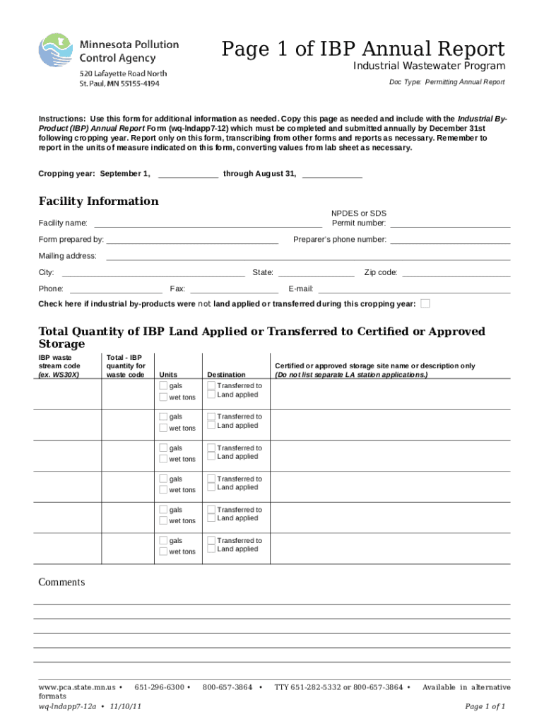 Page 1 of IBP (Industrial By-Product) Annual Report Doc Template ...