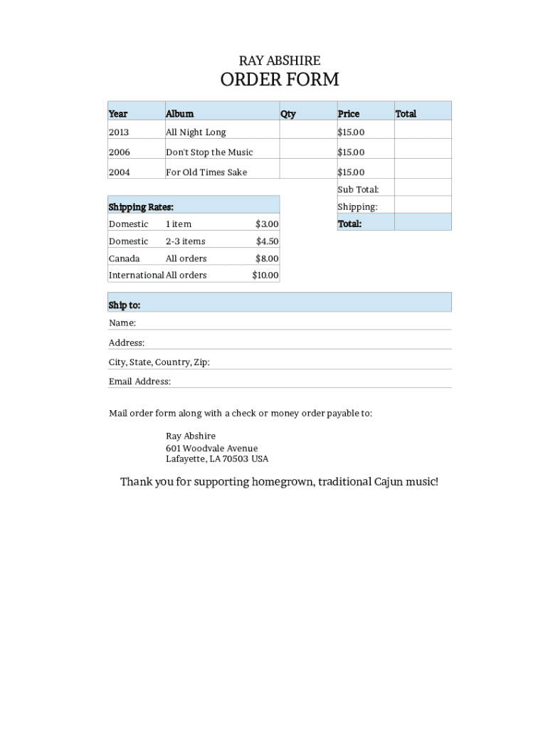 Fillable Online Basic Order Form. Order Form Fax Email Print - pdfFiller