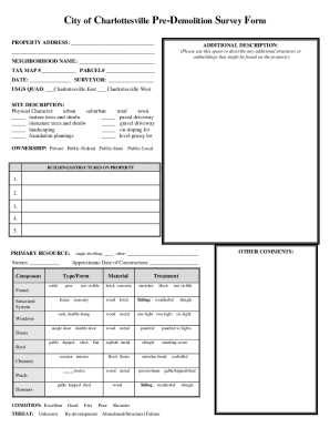 Fillable Online City of Charlottesville Pre-Demolition Survey Form Fax ...