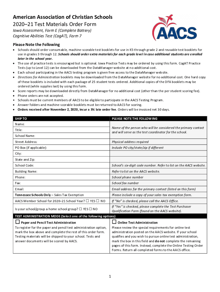 Fillable Online Iowa Assessments - A.C.E. Diagnostic Test Fax Email ...