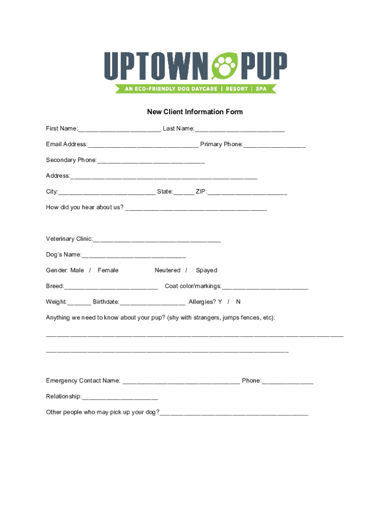 Fillable Online Client Information - All Dogs and Cats Veterinary ...