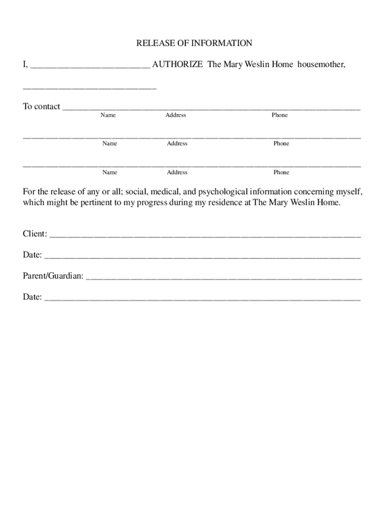 Fillable Online Authorization-Release of Information.doc Fax Email Print - pdfFiller