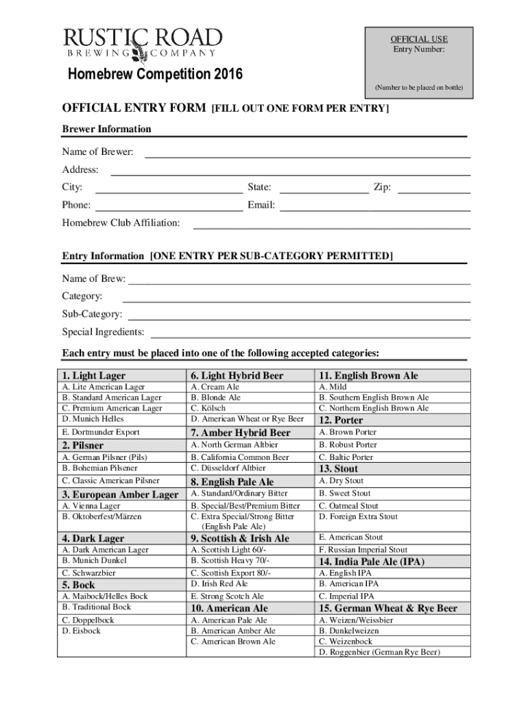 Fillable Online AHA/BJCP Bottle ID Form - Beer Judge Certification ...