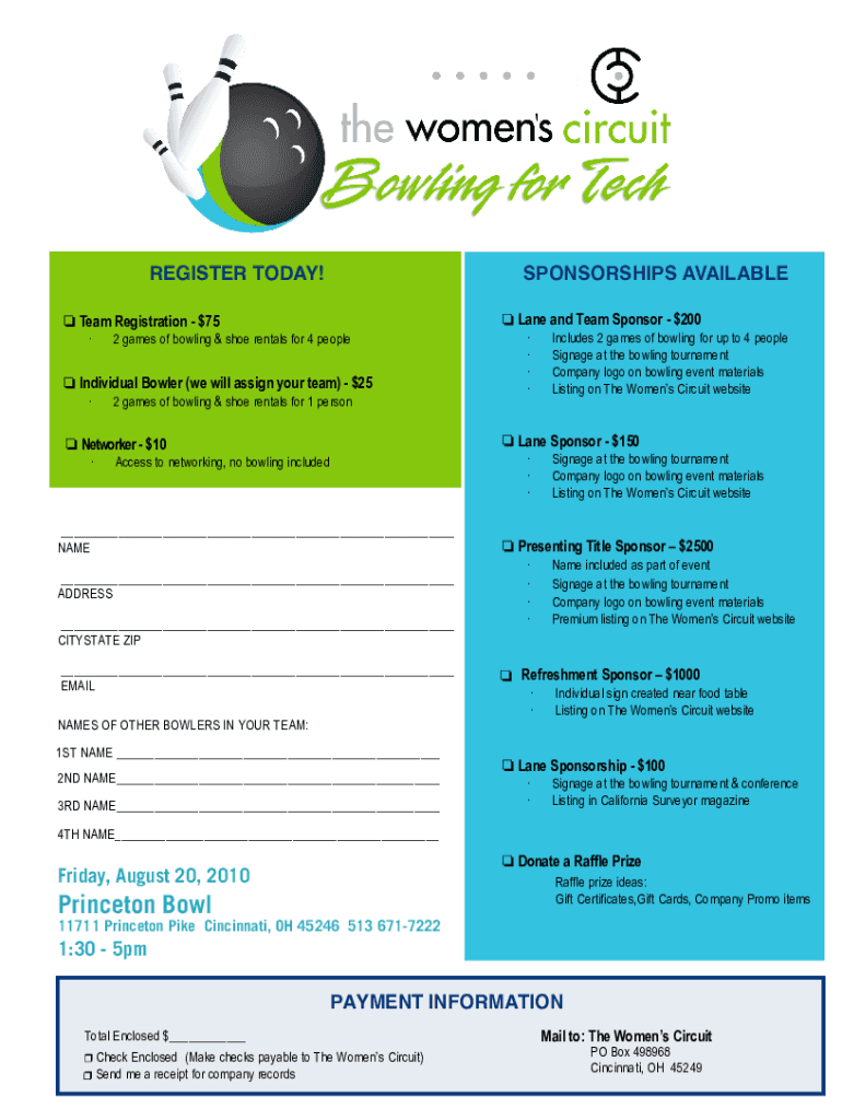 Fillable Online Bowling Registration Form.pmd Fax Email Print - pdfFiller