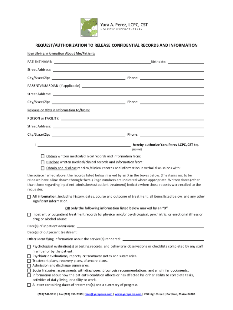 Fillable Online Authorization for Release of Information Patient's ... - PatientPop Fax Email ...