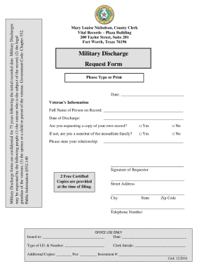 Fillable Online Military Discharge forms are confidential for 75 years ...