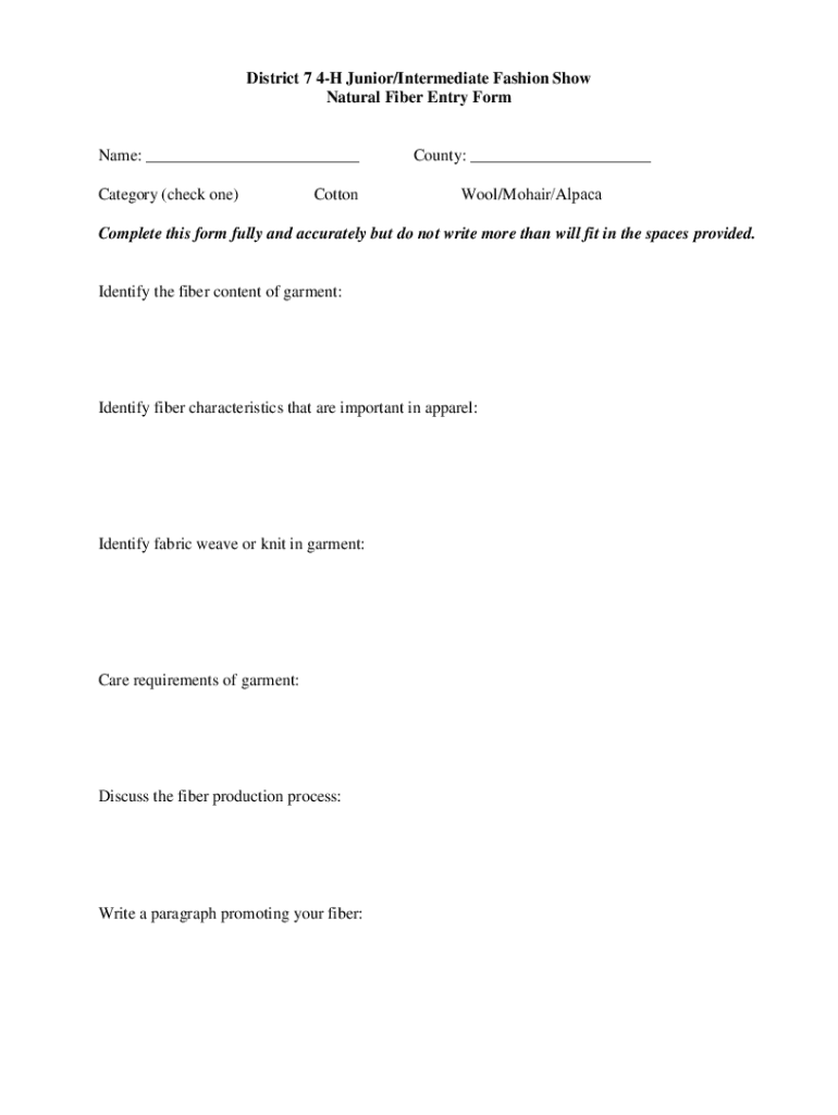 Fillable Online d74-h tamu Natural Fiber Entry Form Fax Email Print ...