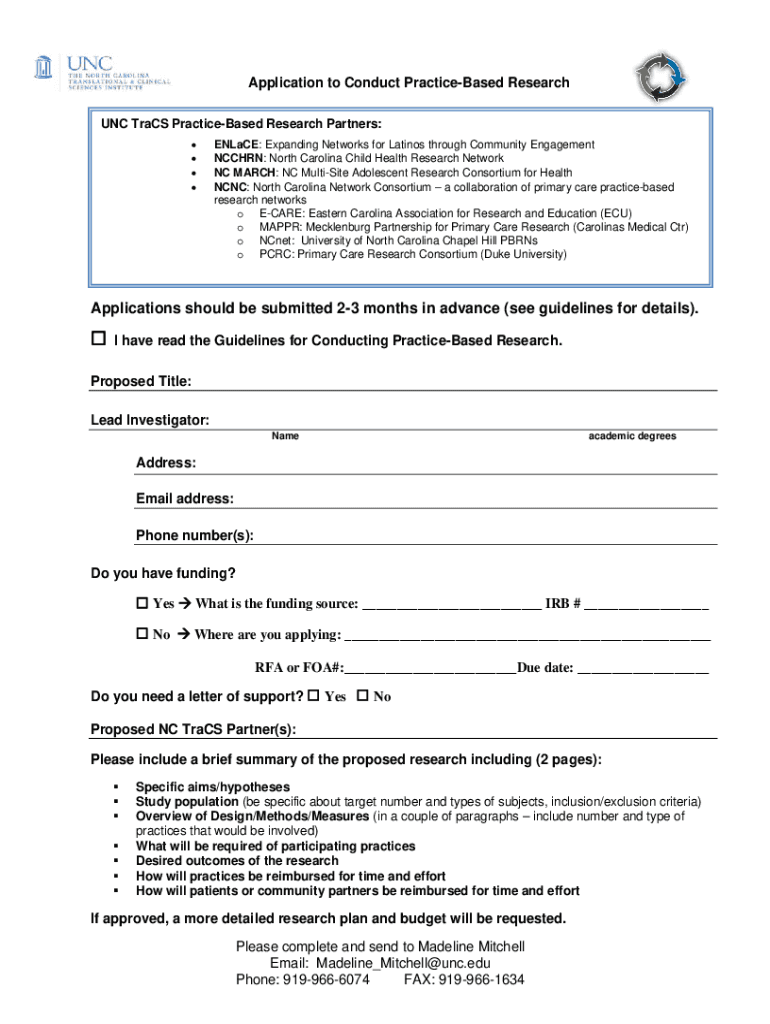 Fillable Online NC Tracs application form for practice-based ...