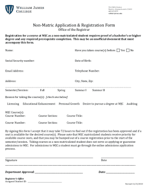 Fillable Online download williamjames Non-Matric Application ...