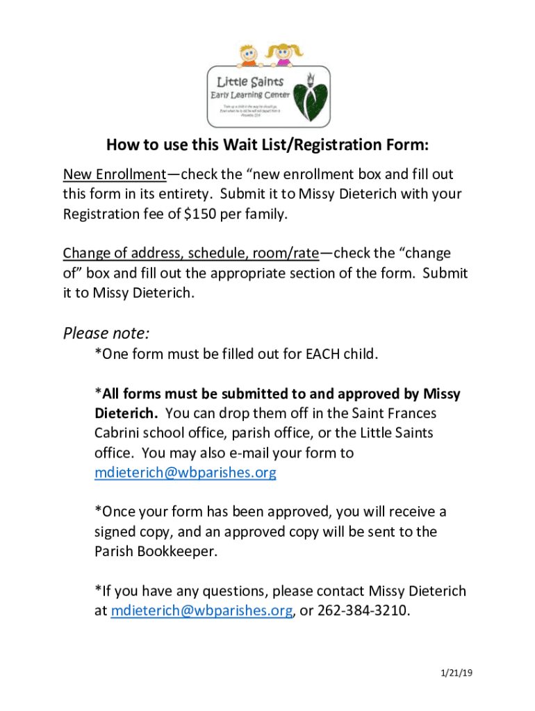 Fillable Online How to use this Wait List/Registration Form Fax Email Print - pdfFiller