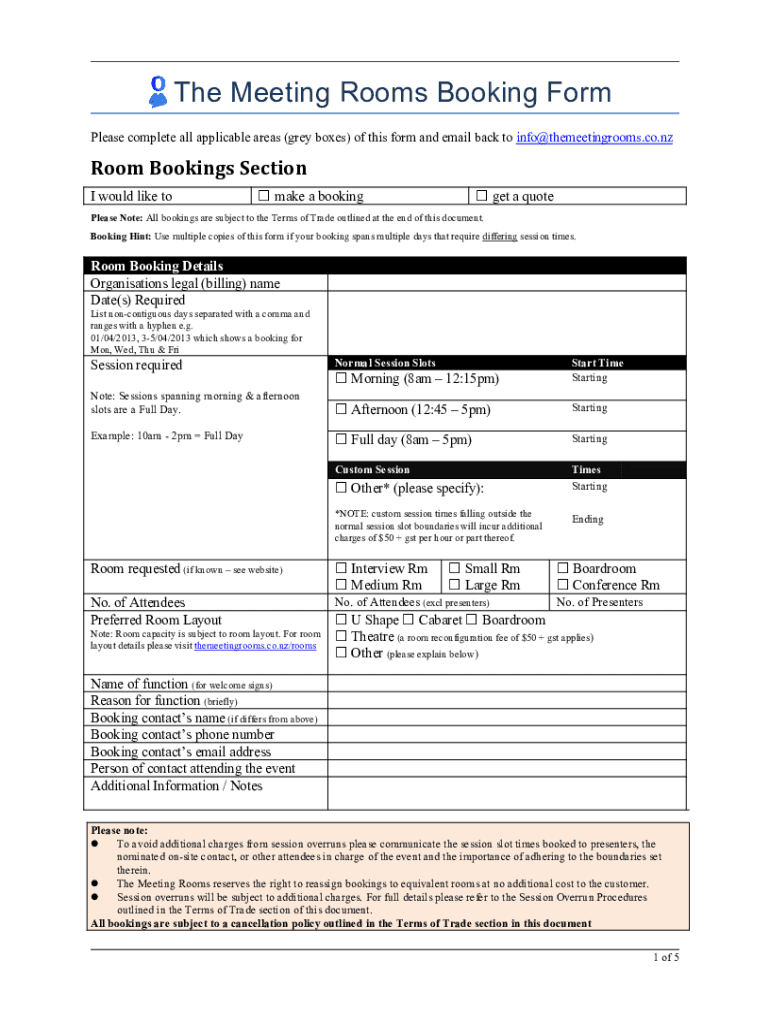 Fillable Online The basics of booking conference rooms ...