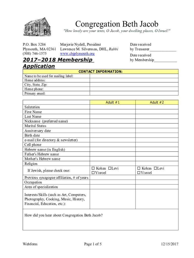 Fillable Online CBJ Membership form 2017-2018-rev3.odt - Congregation ...