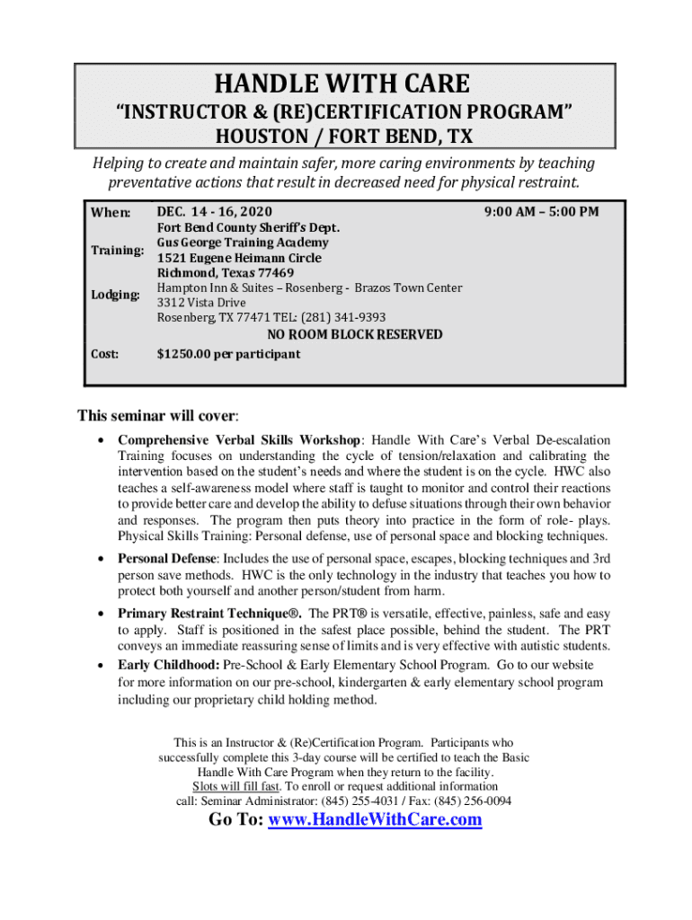 Fillable Online HWC Behavior Management System - Handle With Care Inc ...