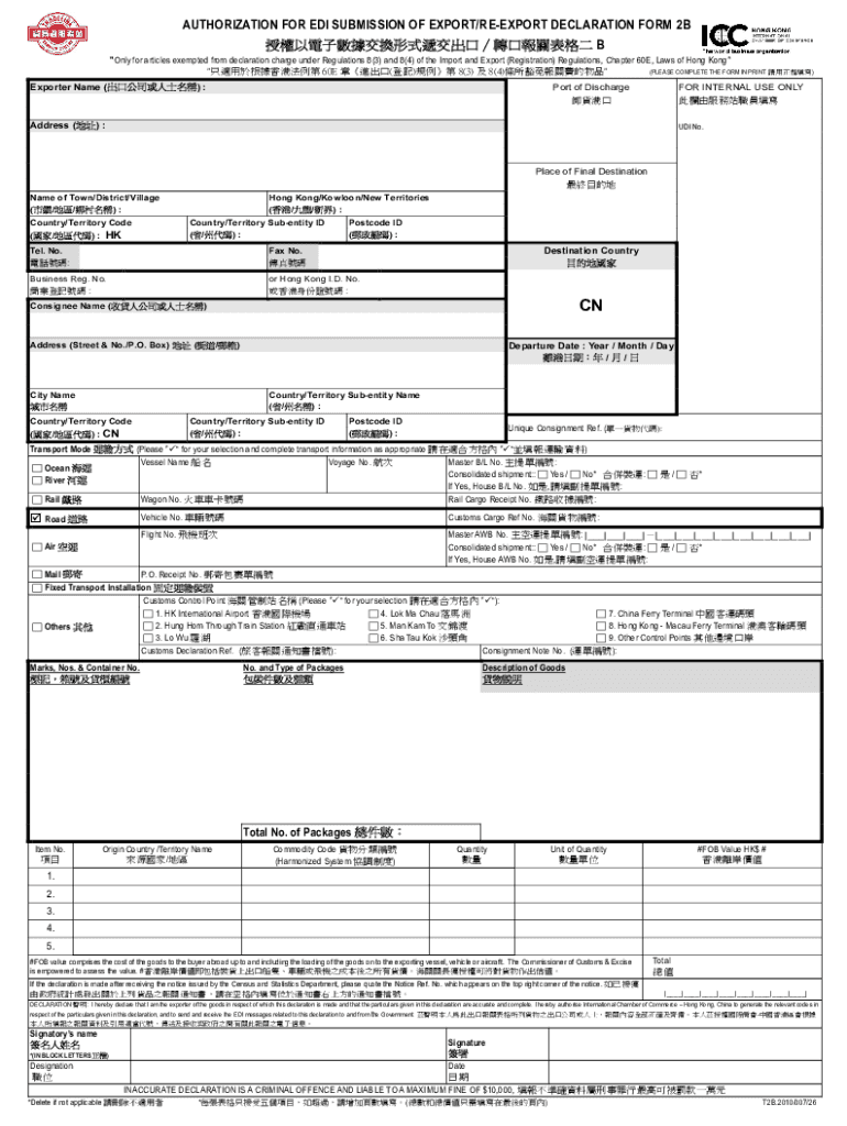Fillable Online AUTHORIZATION FOR EDI SUBMISSION OF EXPORT/RE-EXPORT ...