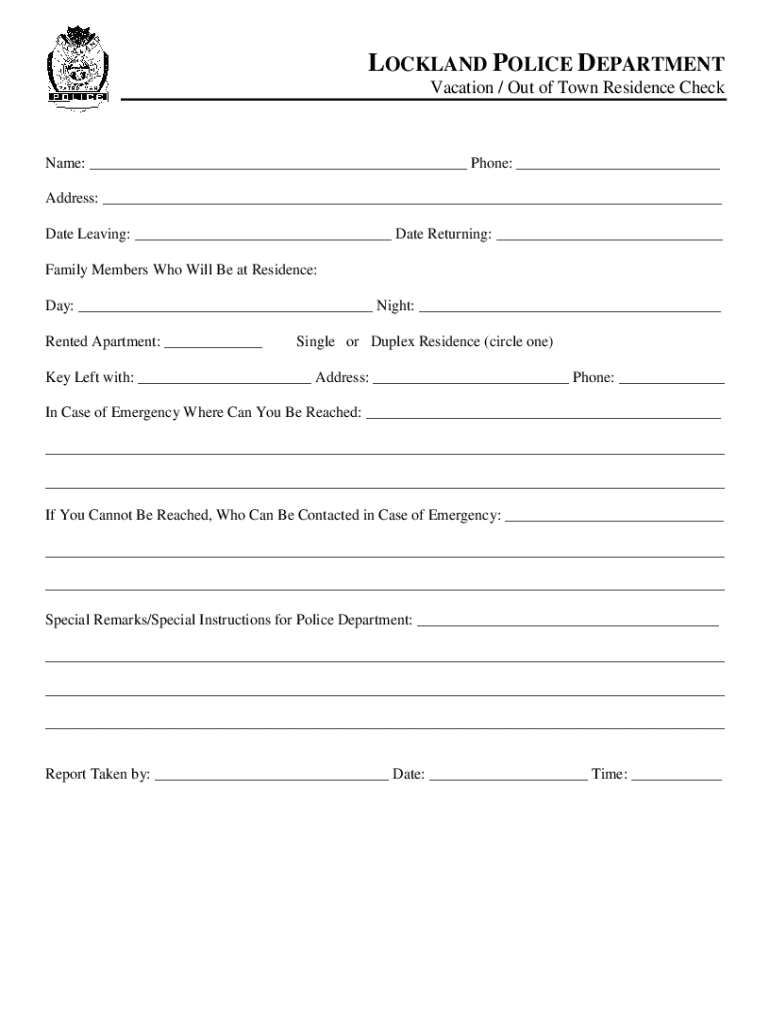 Fillable Online LOCKLAND POLICE DEPARTMENT Fax Email Print - pdfFiller