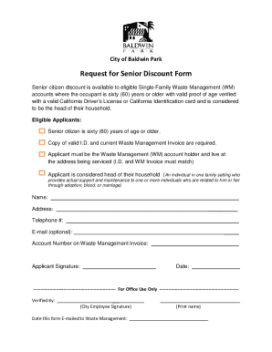 Fillable Online Request for Senior Discount Form - cloudfront.net Fax Email Print - pdfFiller