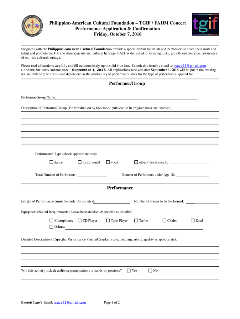Fillable Online Philippine-American Cultural Foundation TGIF / FAHM ...