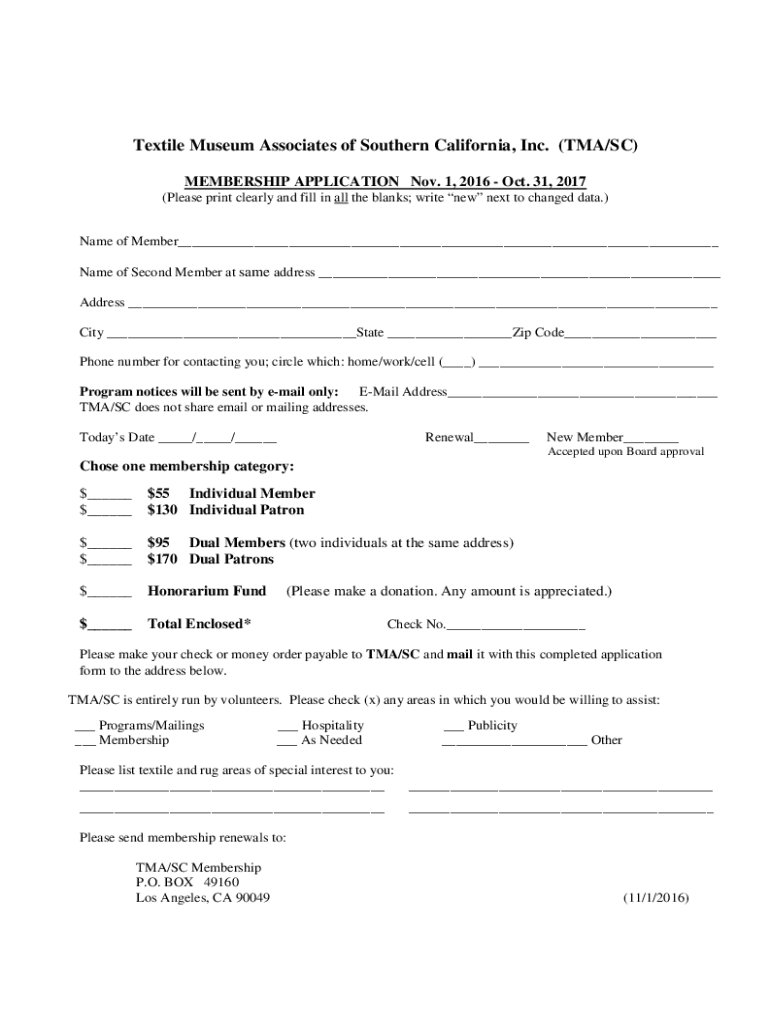 Fillable Online TMA-SC WEB Renewal Form 2017 Fax Email Print - pdfFiller