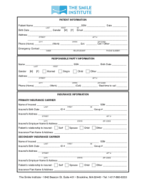 Fillable Online The-Smile-Institute-New-Patient-Form.pdf Fax Email ...