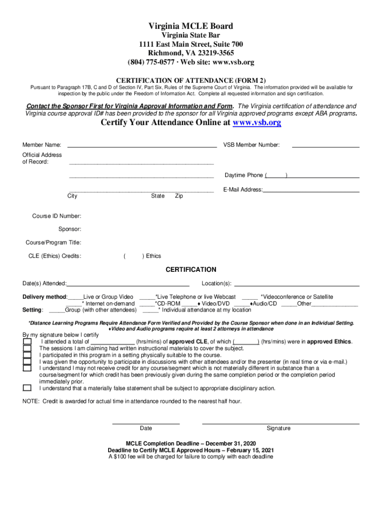 Fillable Online ATTORNEY APPLICATION FOR CLE COURSE APPROVAL (FORM 4 ...