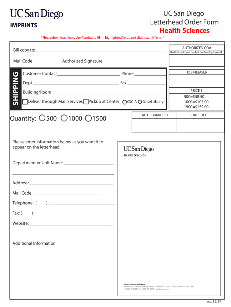 Fillable Online blink ucsd UC San Diego Letterhd Order Form - Blink ...