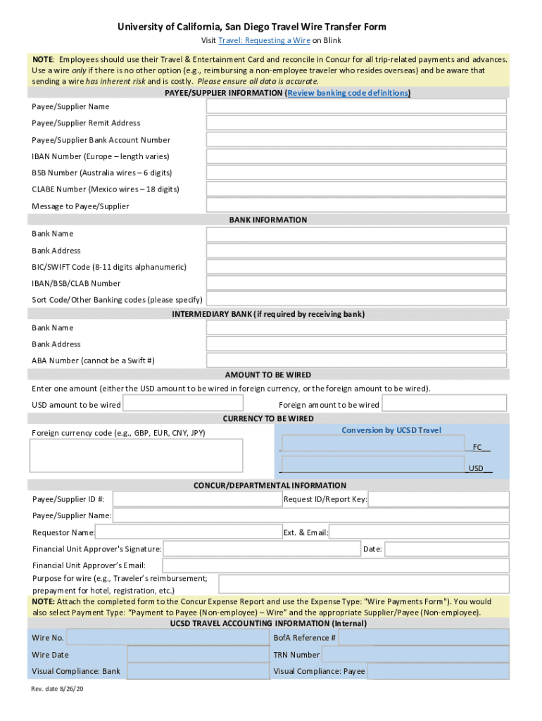 Fillable Online blink ucsd University of California, San Diego Travel ...