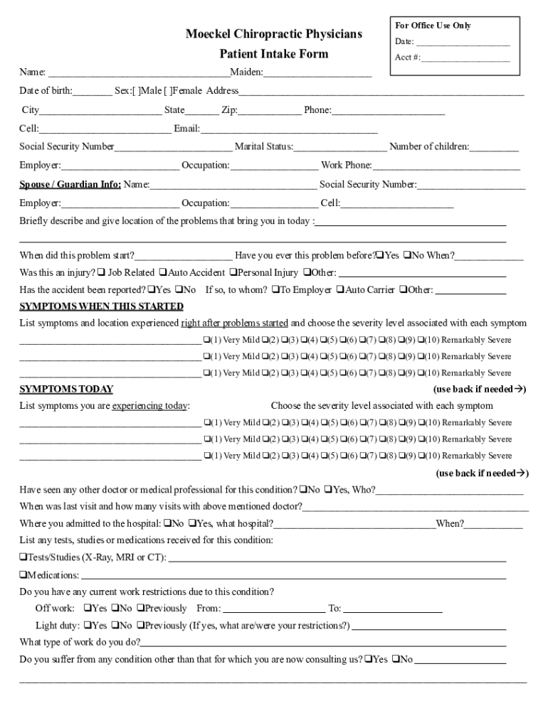 Fillable Online patient intake form upgrading Fax Email Print - pdfFiller