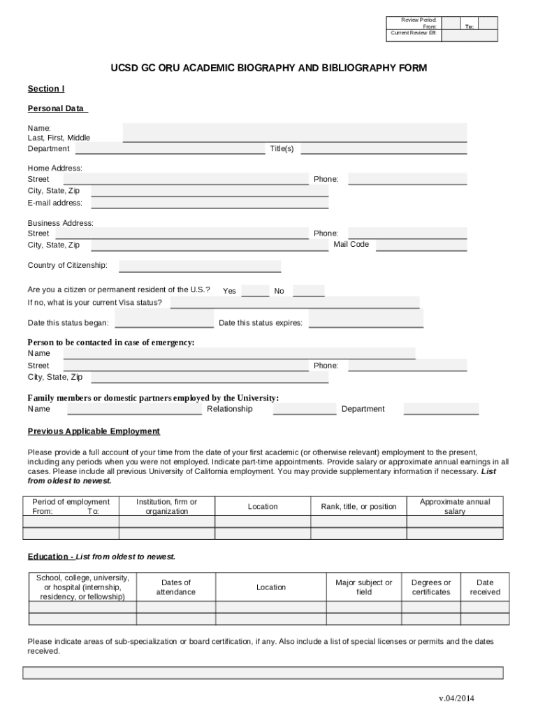 UCSD Academic Biography and Bibliography - blink ucsd Doc Template ...